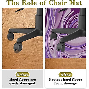 Aqua Pink PU Leather Carpet for Hard Wood & Tile Floor, Marble Print Abstract Color Formation Easy Glide Floor Protector Mat for Office Chairs Victorian Style Diameter 35.4 in