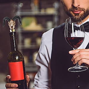 SEWACC 2pcs Decorative Wine Stoppers Animal Skull Champagne Bottle Stopper Gothic Goat Wine Stopper for Christmas Ball Party Bar Black