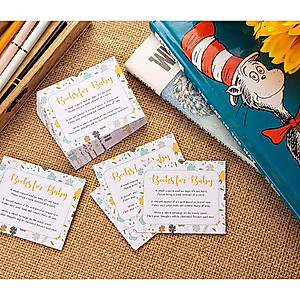 Books for Baby Request Cards - 60-Pack Baby Shower Invitation Insert Card Party Supplies, Gender Reveal Gift Request Card, Unisex Floral Design, 3 x 2.5 Inches