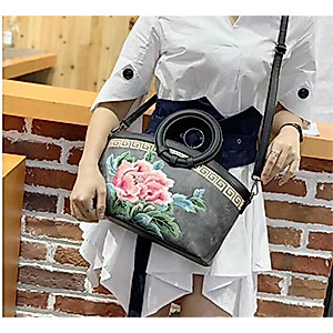 DANN Ladies Embroidered Handbag PU Ladies Shoulder Crossbody Bag (Color : C, Size