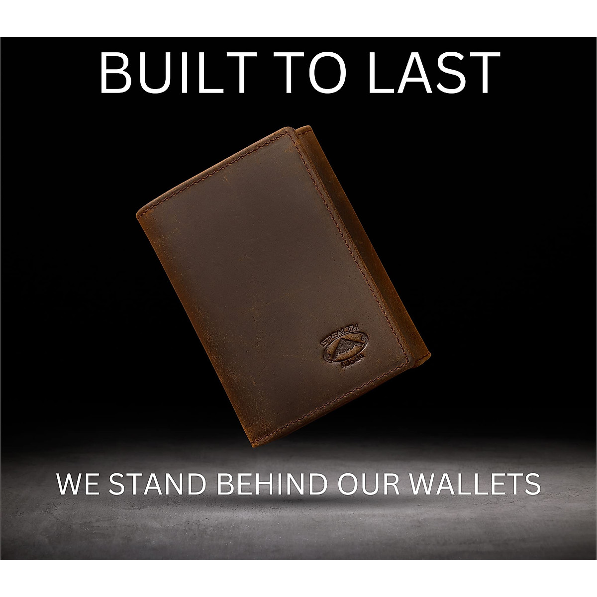 Stealth Mode Trifold Leather Wallet for Men with RFID Blocking (Brown)