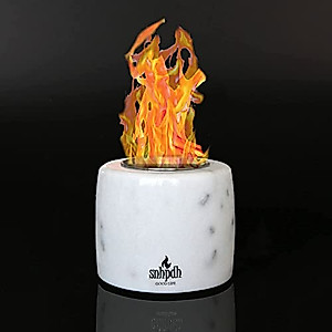 Tabletop Fire Pit, Marble Mini fire Pit, Indoor Outdoor Portable Fire Pit Bowl, Clean Burning Real Flame for Patio Balcony Fire Pit Bowl