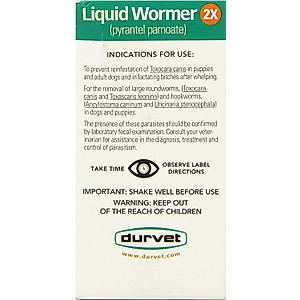 Durvet 2X Liquid Wormer, 2 oz, for Puppies and Adult Dogs - Pack of 2