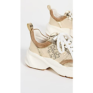 Tory Burch Women's Good Luck Trainers, Gold/Alce, 5.5 Medium US