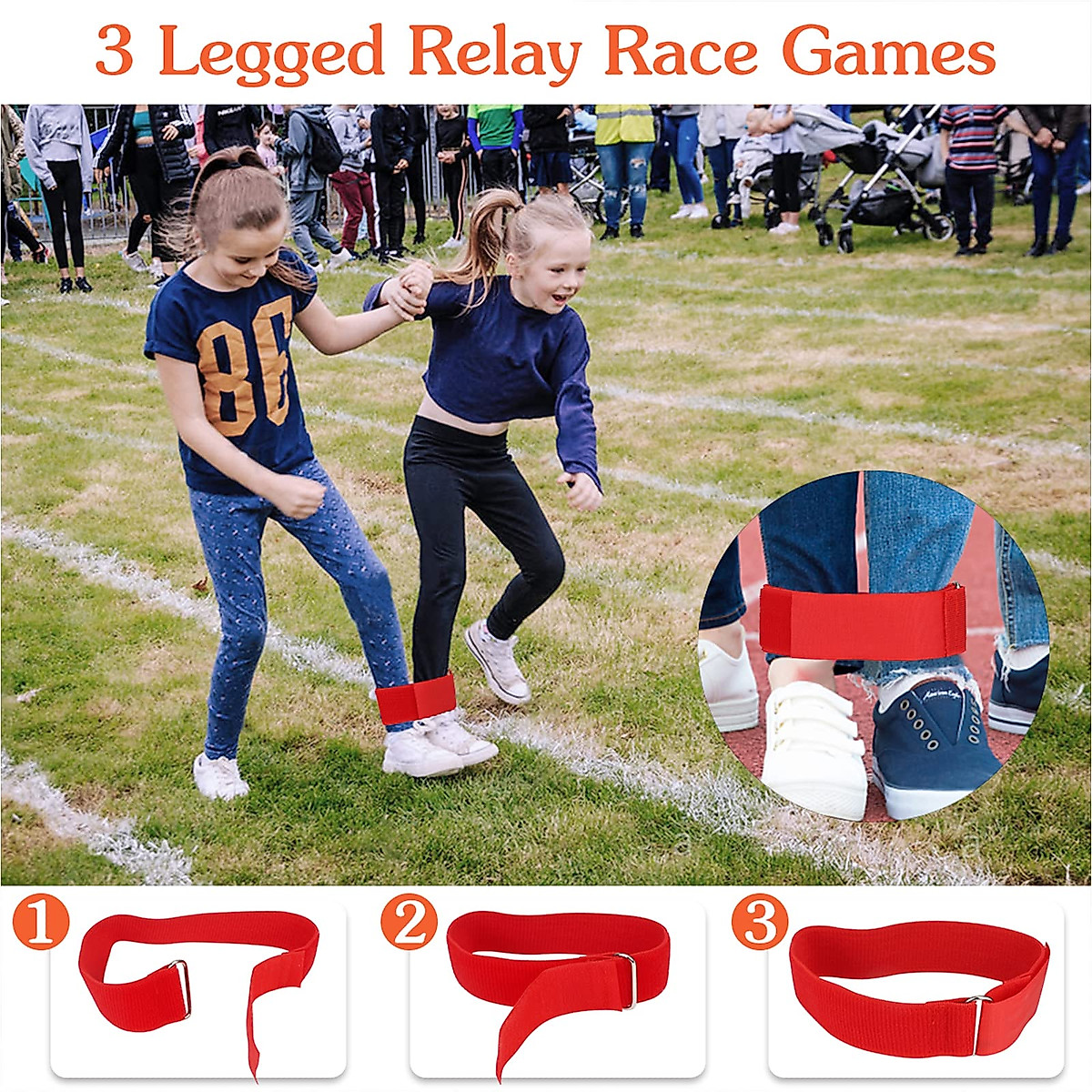 Dreampark Outdoor Games Potato Sack Race Bags for Kids Adults 4-10 Players, Carnival Birthday Party Easter Field Day Games Outside Lawn Yards Family Reunion Games 3 Legged Race and Egg Spoon Race
