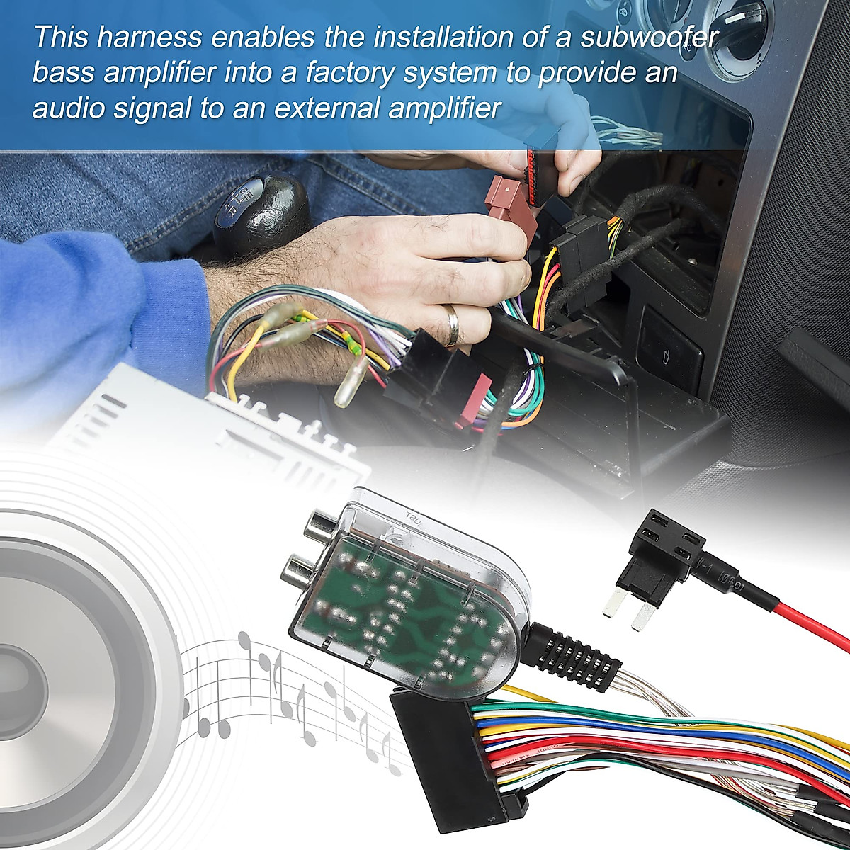 X AUTOHAUX Car Add an Amp Amplifier Adapter Interface to Radio System for Ford 2011-2018 with Red Extension Wire