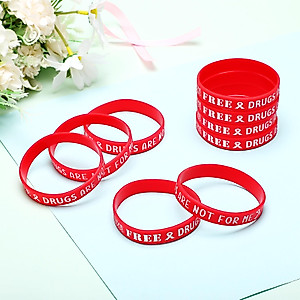 Jenaai Red Ribbon Awareness Silicone Bracelets Drug Free Silicone Rubber Wristbands Red Ribbon Week Soft Red Wristbands for Red Ribbon Week School Events Charity Campaigns Gifts Supplies (400 Pcs)