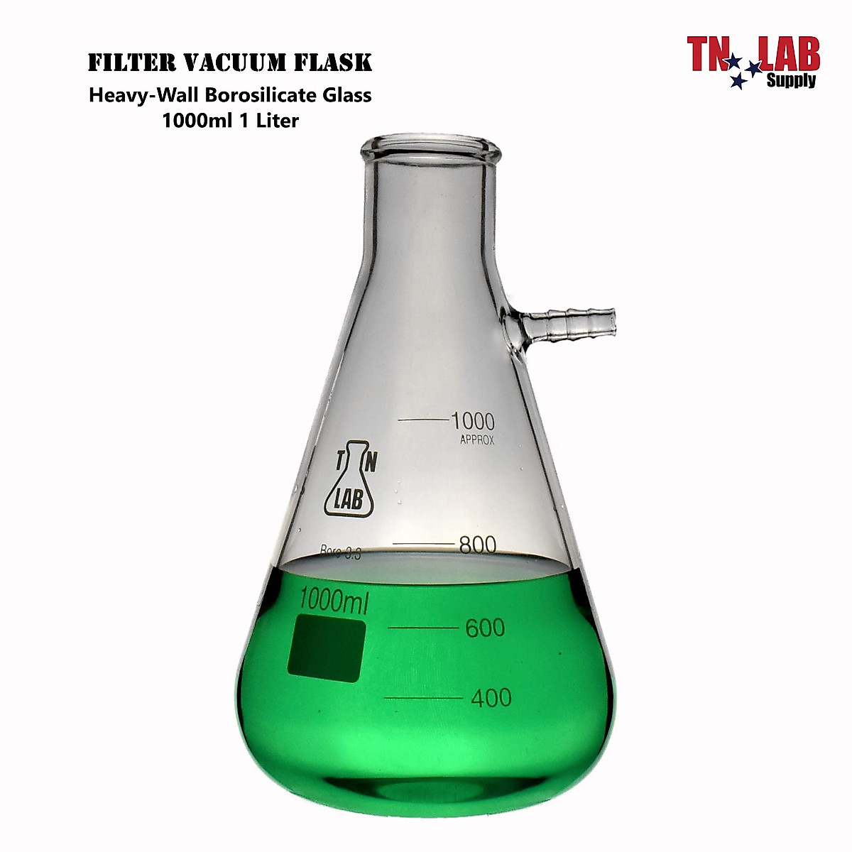 Filter Flask Borosilicate Glass Vacuum Filtering Flask 1,000ml 1L