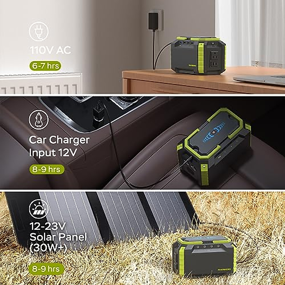 MARBERO Portable Power Station 150Wh Camping Solar Generator Laptop Charger with 110V 150W Peak AC Outlet, DC Ports, USB Ports LED Flashlights for CPAP Home Camping Emergency