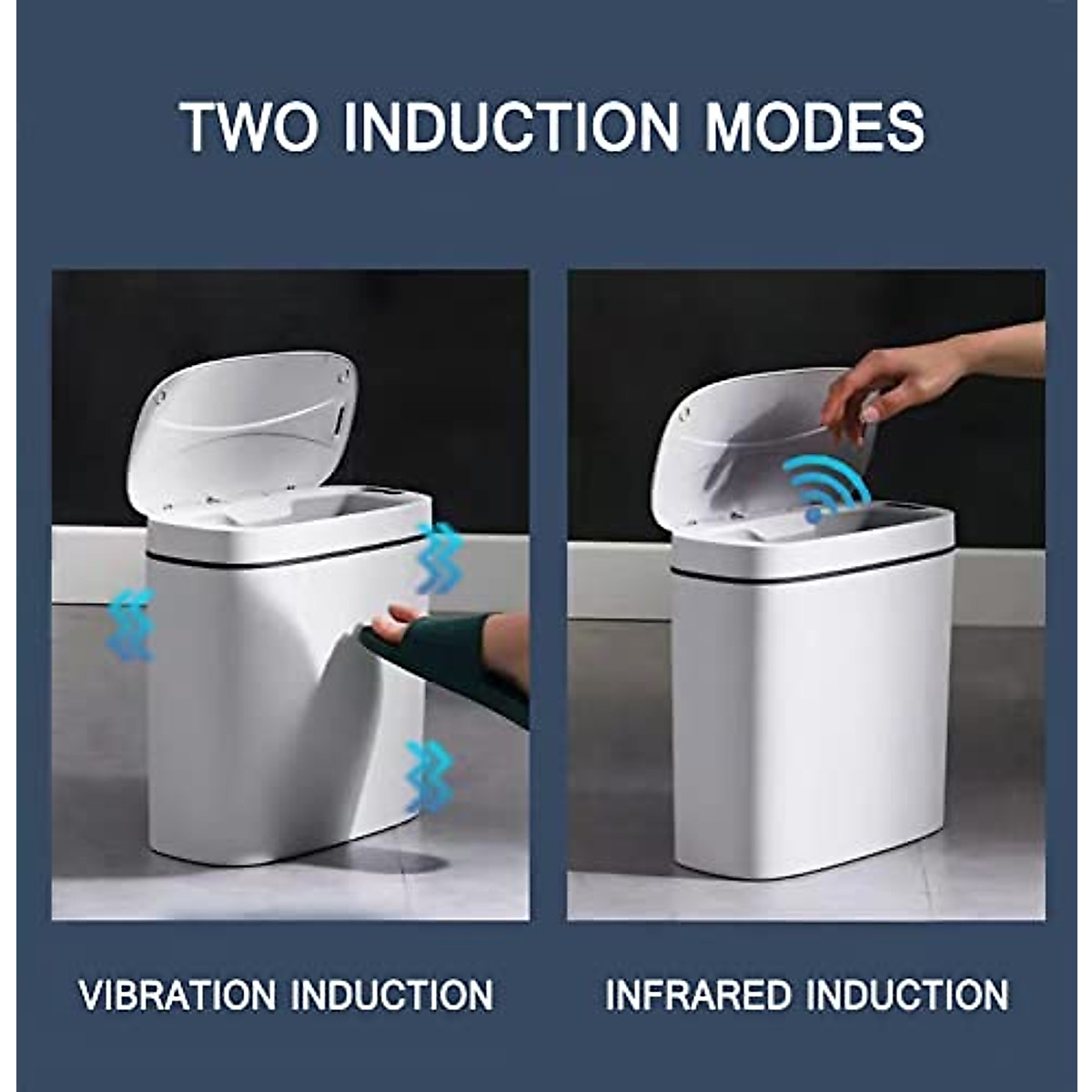 Gttyowyin Smart Touchless Bathroom Trash Can with Lid, 3.4 Gallon/13L Motion Sensor Bathroom Trash Can, Waterproof Smart Trash Can, Garbage Can for Bathroom,Kitchen,Office,Living Room