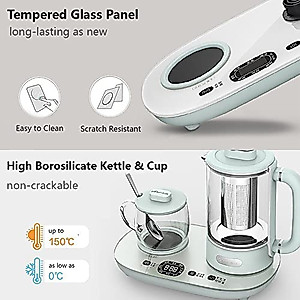 Bear YSH-C06N1 Health Pot, Electric Kettle with Cup Warmer, Glass Kettle for Coffe Tea with Infuser, Pre-set, Temperature Control, 300ml & 600ml