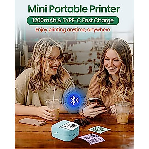Memolife M02L Mini Printer Sticker Maker - Inkless Printer with 1 Roll Non-Adhesive Paper, Sticker Printer Machine for IOS + Android, Bluetooth Thermal Printer for Organizing Office Documents Printing