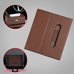 MEIBOOCH Foldable Tissue Box Cover Rectangular Leather Tissue Box Holder with Magnetic Closure (3.6 inches high, Brown)
