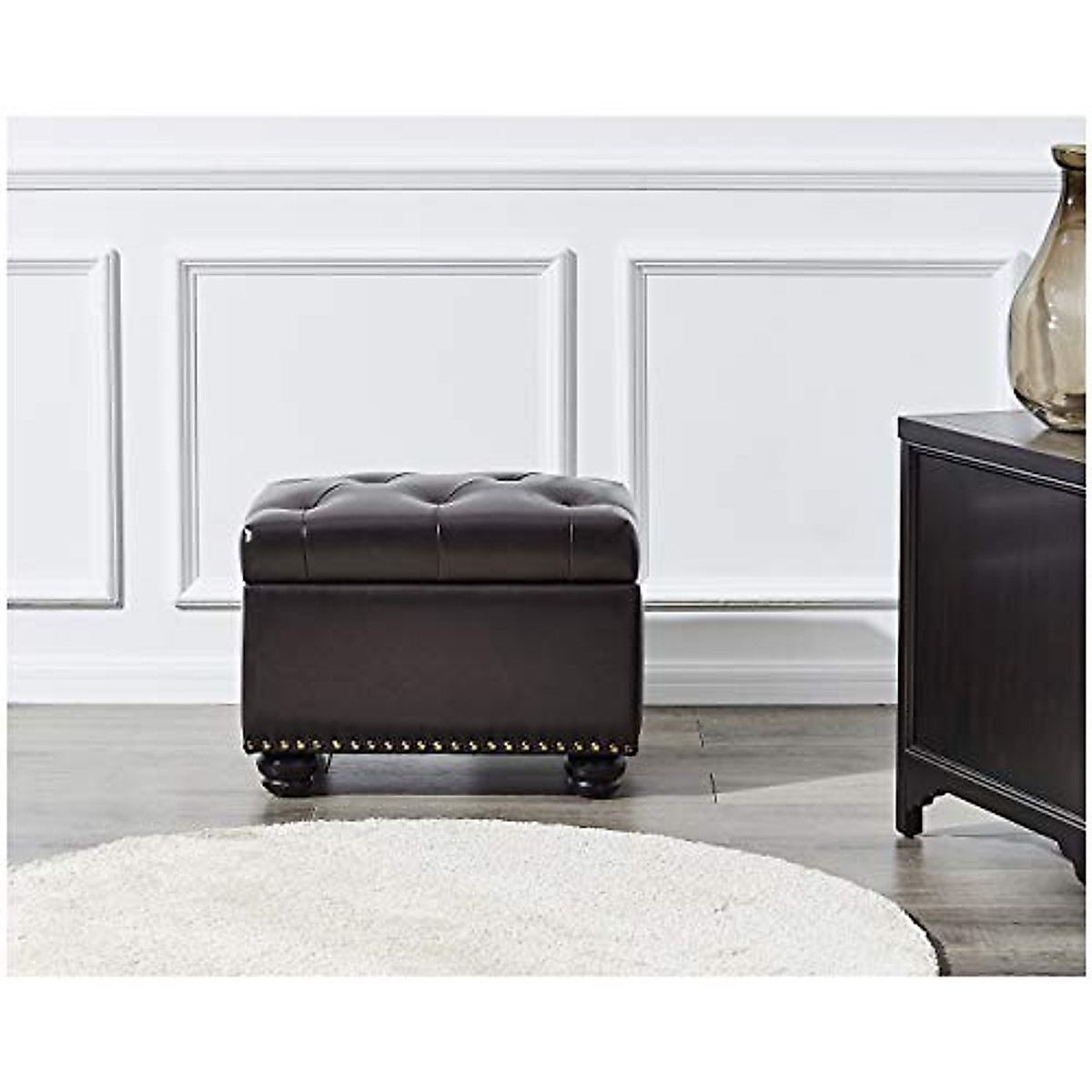 FIRST HILL FHW Deep Tufting Storage Ottoman, Espresso