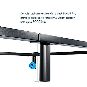 HOMUS 7-inch Platform Bed Frame Queen, Modern Metal Low Profile Bed Based with Heavy Duty Legs Support, Easy Assemble, Black