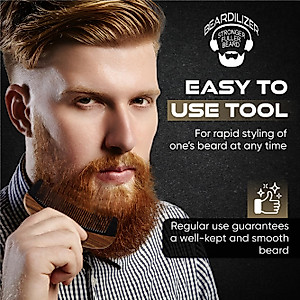 Beardilizer Beard Comb - 100% Natural Black Ox Buffalo Horn & Sandalwood Handle