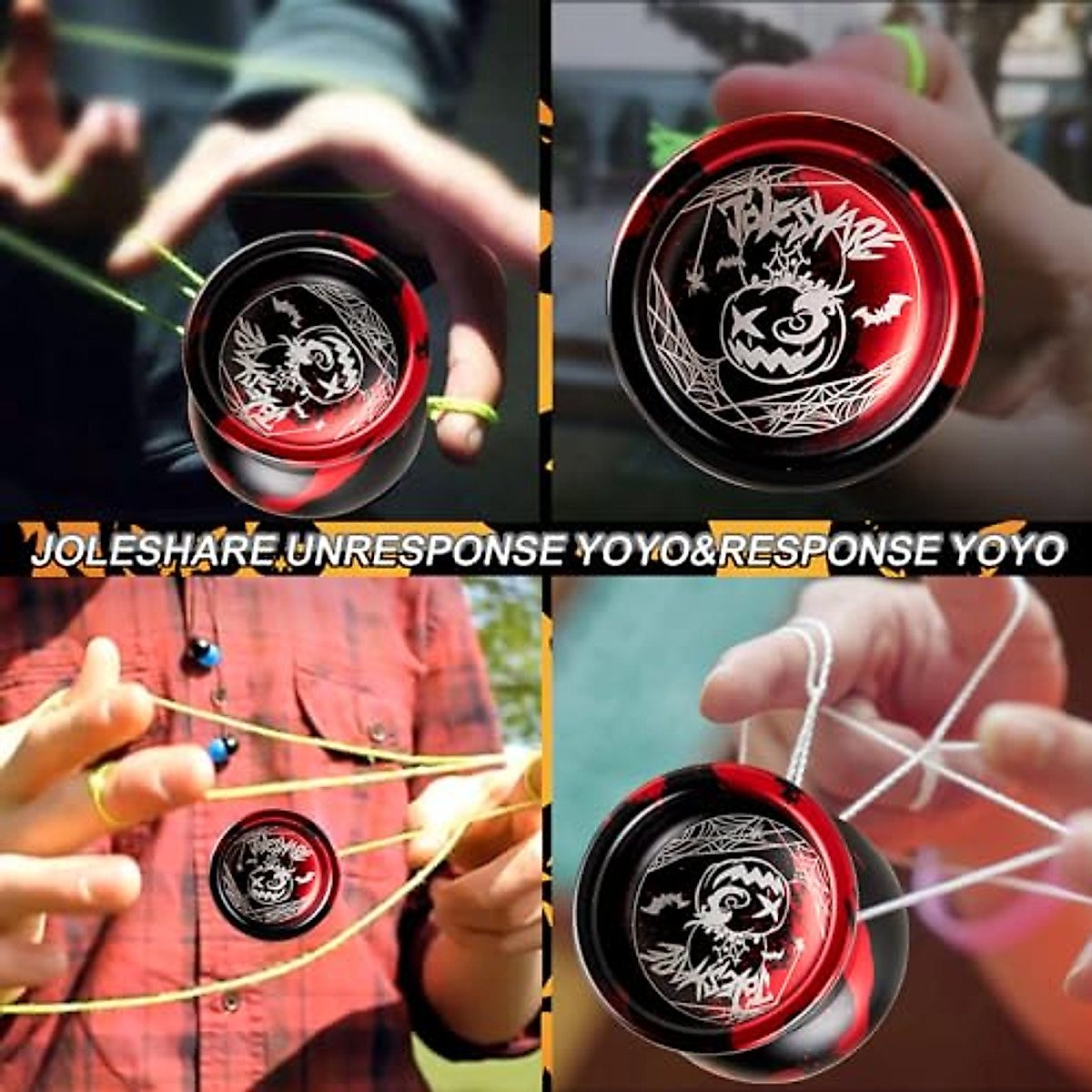 JOLESHARE Professional Unresponsive Yoyo X5 for Pros and Responsive Yoyos for Kids Beginners - Replaceable Unresponsive Bearings, Gloves, Removal Bearing Tool and 5 Cords Included (red Black)