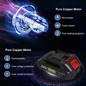Mini Chainsaw, Zoroley Cordless Chainsaw 6 Inch, 24V Battery Powered Chainsaw, Handheld Portable Electric Chainsaw for Tree Trimming Branch Wood Cutting, Garden Bush Pruning(2 Batteries & 2 Chains)