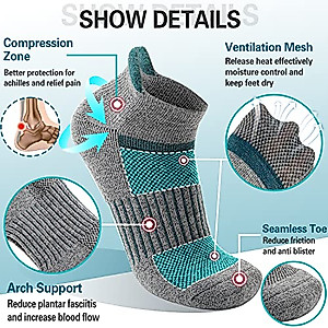 Merino Wool Ankle Hiking Socks Compression Warm Thermal Winter Thick Cushion Running Moisture Wicking No Show Socks Gifts Stocking Stuffers for Women Men 6 Pairs(Color Mix,M)