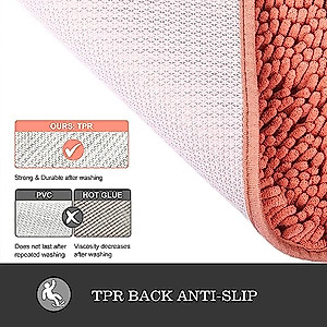 Yeaban Coral Bathroom Rugs – Thick Chenille Bath Mats | Absorbent and Washable Bath Rug Non-Slip, Plush and Soft Rugs for Bathroom, Kitchen, Shower, Sink - 17" x 24"
