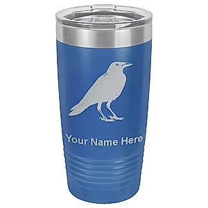 LaserGram 20oz Vacuum Insulated Tumbler Mug, Crow, Personalized Engraving Included (Dark Blue)