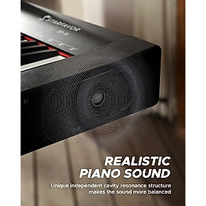 Starfavor 88 Key Digital Piano Beginner Electric Keyboard Full Size with Semi Weighted Keys Dual 30W Speakers SP-10 Bundle include Sustain Pedal, Power Supply, Stand, Piano Stickers