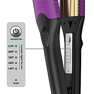 DSHOW 4 in 1 Hair Crimper Hair Waver Hair Straightener Curling Iron with 4 Interchangeable Titanium Ceramic Flat Crimping Irons Plates (Purple)