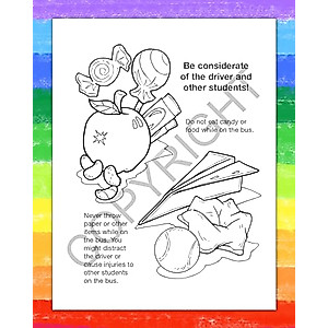 ZOCO - Practice School Bus Safety - Educational Coloring Books (50 Bulk Pack, Without Crayons) - Bus Driver Gifts - Games, Puzzles, Activities for Kids