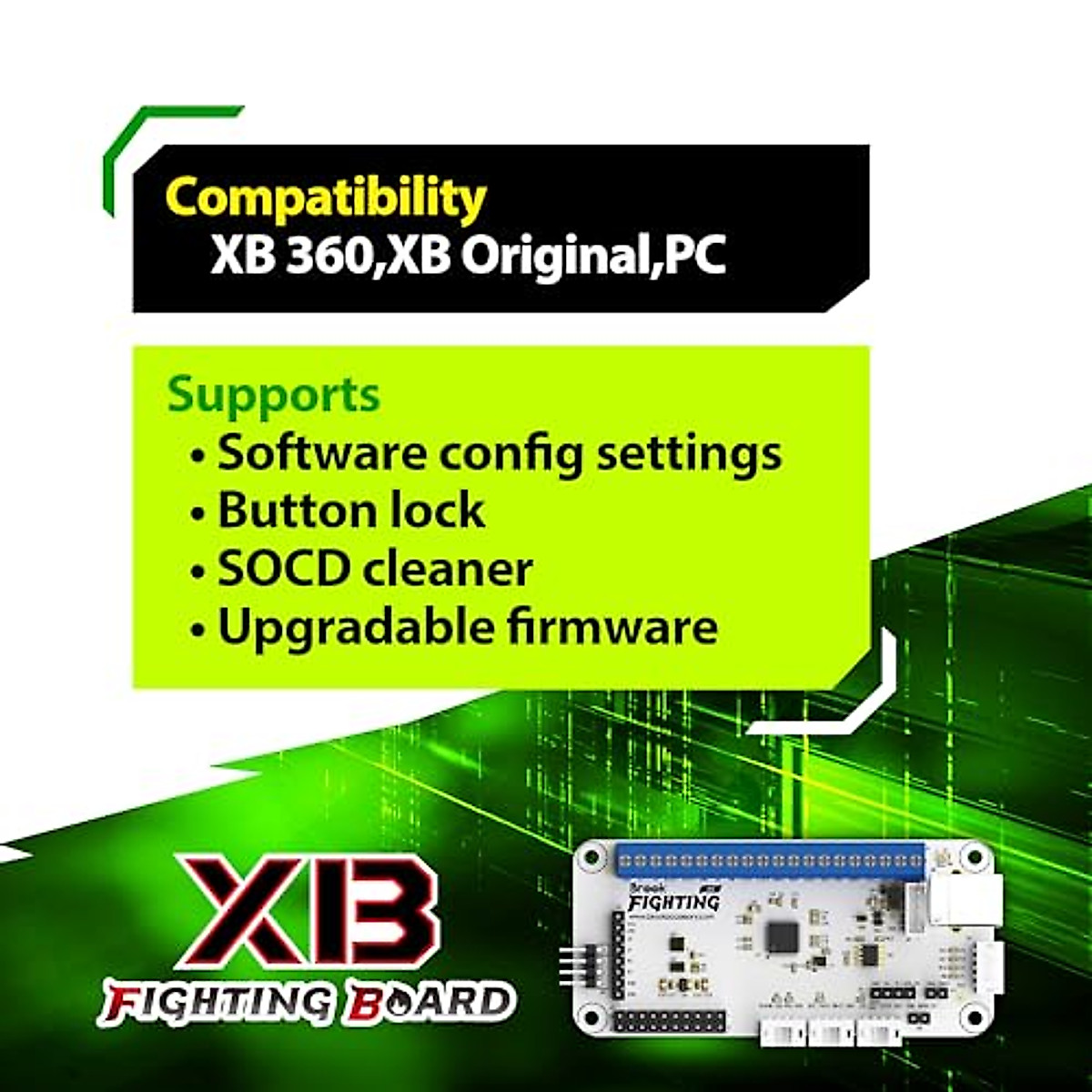 Brook XB Fighting Board - Pre-installed header version, Arcade Stick PCB For XB 360, Original Consoles, and PC