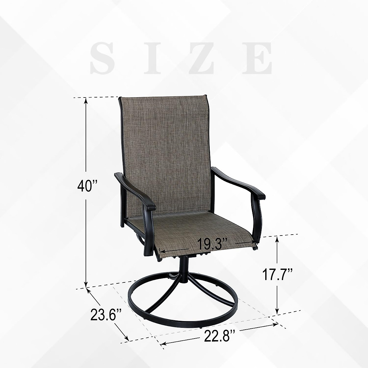 Virvla Patio Metal Dining Swivel Chairs Set of 2 Bistro Backyard Rocker Chairs All Weather Resistant Garden Outdoor Furniture - Tan/Light Grey