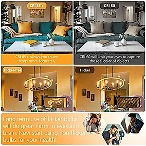 hansang E12 LED Bulbs Dimmable, 40W Equivalent, 3000K Soft White, T6 Tube Candelabra LED Light Bulbs for Chandelier, Light Bulbs Small Base with Filament Clear Glass, 120V, CRI85+, 400LM, 8 Pack