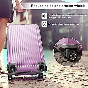 Loopyaura 12PCS Suitcase Wheel Covers, Luggage Wheel Covers Reduce Noise, Silicone Suitcase Wheel Cover, Luggage Compartment Wheel Protection Cover (Purple)