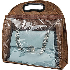 TcJ-Chen 3 Sizes Handbags Storage Dust Cover Bag Storage Hanging Closet Organizer Purse (Brown)