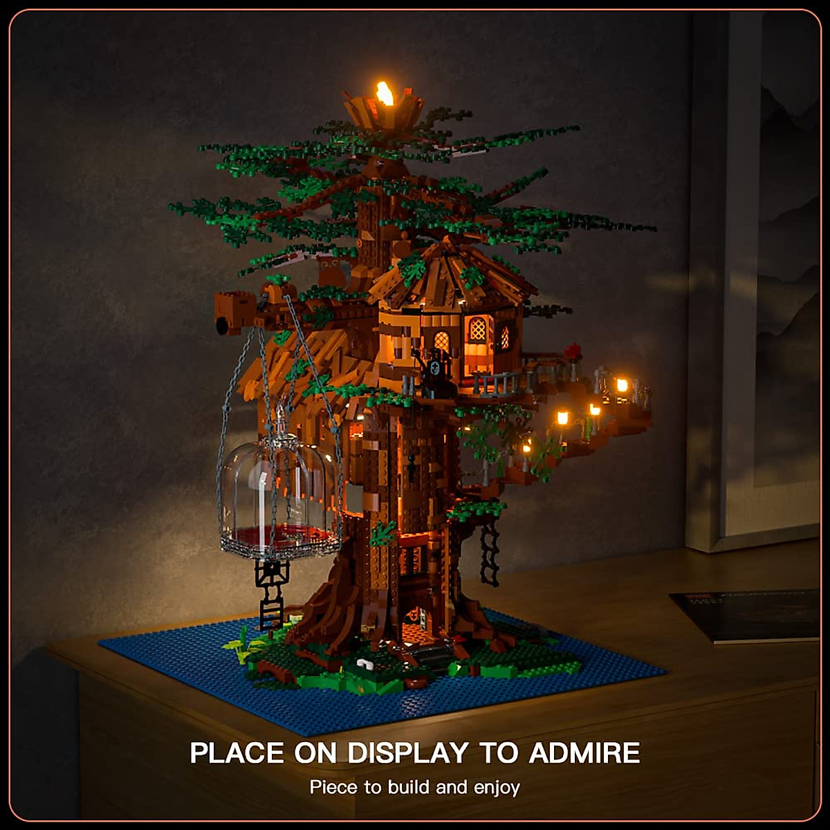 Mould King Tree House Building Toys with LED Lights, 16033 with 2 Cabins Sets Building Blocks, Hunter Treehouse Building Blocks, Treehouse Building Kits for Adults and Kids 14+(3958 Pieces)