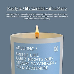 Anecdote 'Adulting' Coconut Soy Wax Candle Jar | Premium Hand Poured & Long Burning | Fig & Cashmere Scent | Phthalate-Free | for Home, Office, Gift - 9 Oz