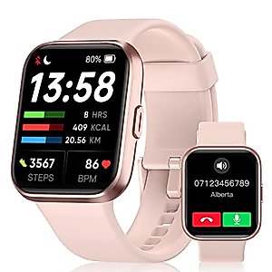 Fitness Tracker, Smart Watch with Alexa [Answer/Make Call] 24/7 Heart Rate，Blood Oxygen Monitor, Sleep Tracker, IP68 Waterproof Activity Trackers and Smart Watches for Android iOS