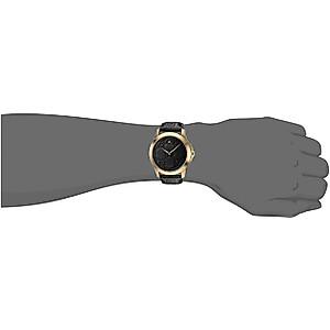 Gucci Gold-Tone and Leather Casual Black Watch(Model: YA1264034)