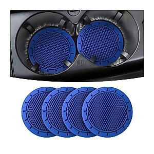 4 Pack Car Cup Holder Coaster, 2.75 Inch Diameter Non-Slip Universal Insert Coaster, Durable, Suitable for Most Car Interior, Car Accessory for Women and Men (Deep Blue)