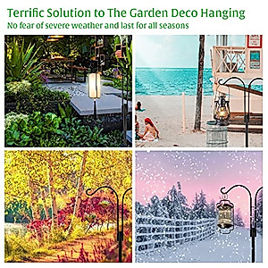 LOLOST 60 Inch Tall Shepherd Hooks with 5-Forked Base, Adjustable Heavy Duty Bird Feeder Pole Stand Hanger, Shepards Hooks for Outdoor Suitable for Light Solar Lantern Mason Jar Wedding,2 Pack