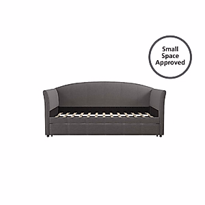 DHP Halle Modern Upholstered Daybed and Trundle in Gray Linen