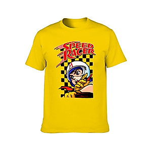 COROBAN Men's Go Speed Racer Classic Sports Tshirts Anime Tee Yellow L