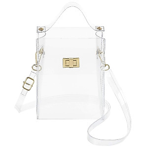 AOCINA Clear Crossbody Purse Bag, PGA Stadium Aprroved Clear Handbags for Work, Concerts, Sports Events (A-clear-vertical 2)