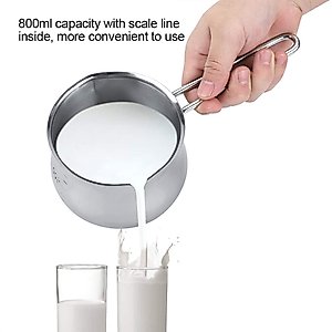Haofy Stainless Steel Milk Pot, Butter Cheese Chocolate Melting Pot, Coffee Warming Pot with Dual Pour Spout, Small Saucepan, Kitchen Cooking Baking Pot for Melting Chocolate Butter