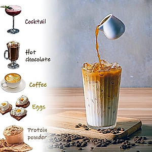 Rechargeable Milk Frother Handheld with Stand and Stencils - Usb Stainless Steel Stand or Wall Hanging for Kitchen Coffee Bar Electric Whisk Hand Blender Mixer for Latte Cappuccino Egg Protein Powder