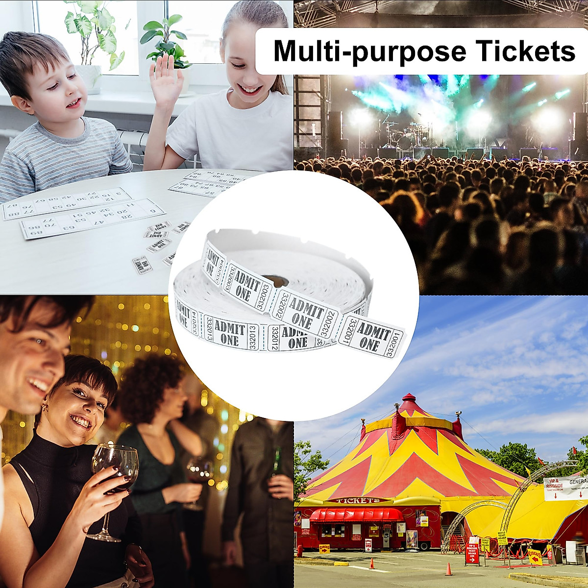 L LIKED Raffle Tickets,Single Raffle Tickets Rolls, 2000 Tickets, White,with Consecutive Numbers Ticket for Events, Carnivals, Door Prizes & Drinks