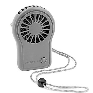 Simply Genius Personal Necklace Fan, Battery Operated, Portable Neck Fan for Cooling and Travel with Adjustable Lanyard, Grey