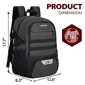 LARIPOP Soccer Backpack,Basketball Backpack with Ball Holder and Shoe Compartment,Men&Women Gifts Backpack for Basketball Accessories Training Equipment Fits Volleyball,Soccer,Sports Gifts