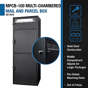 Barska Large Package Delivery Parcel Mail Steel Drop Box for Porch with Advanced Push Lock & Patented Shelf for Large Parcel