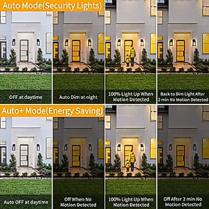 2-Pack Motion Sensor Outdoor Lights, Upgrade Dusk to Dawn Wall Mount Light Fixtures, Motion Sensor Wall Lights for Outside House Porch Garage, Exterior Black Wall Lanterns Sconce with Clear Glass