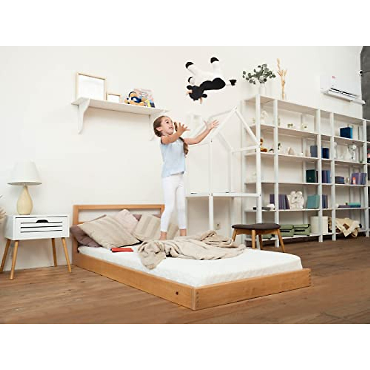 BUSYWOOD Loft Floor Bed for Kids - Comfortable Teen Bed - Wood Loft Bed Frame for Kids - Cozy Junior Floor Bed - Girls Bed - Boys Bed - Toddler Floor Bed (Model 9, Floor)